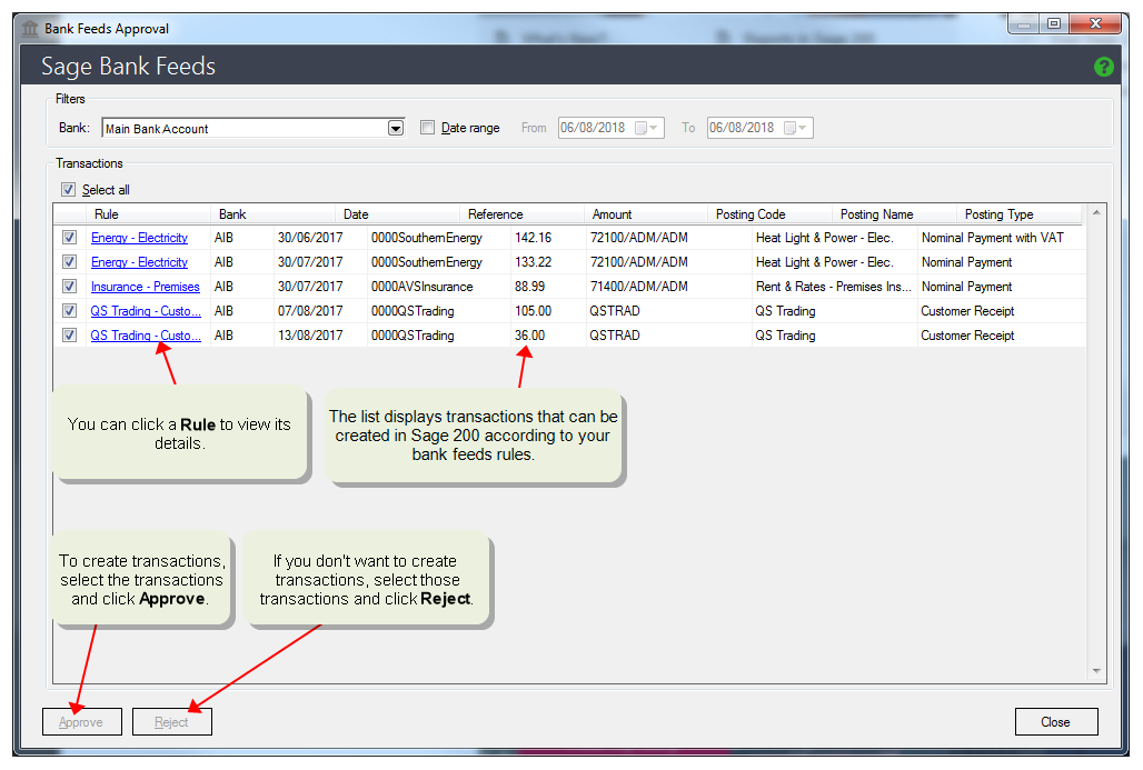Reconcile using bank feeds