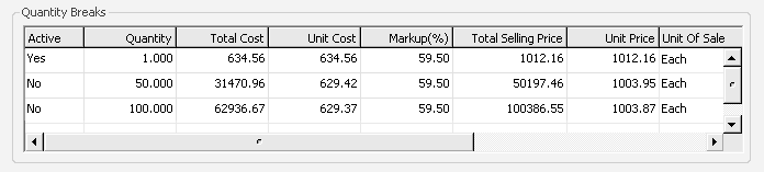 Using the quantity breaks table