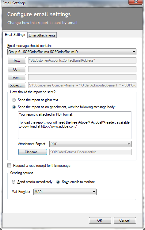 Set up order acknowledgements to send via email