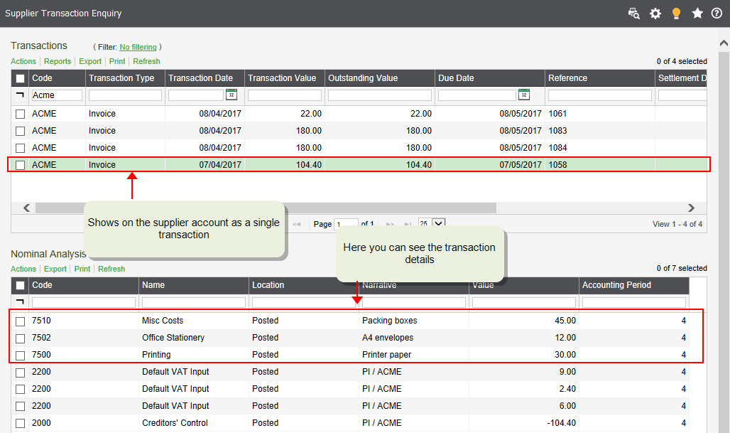 Rapid supplier invoice entry
