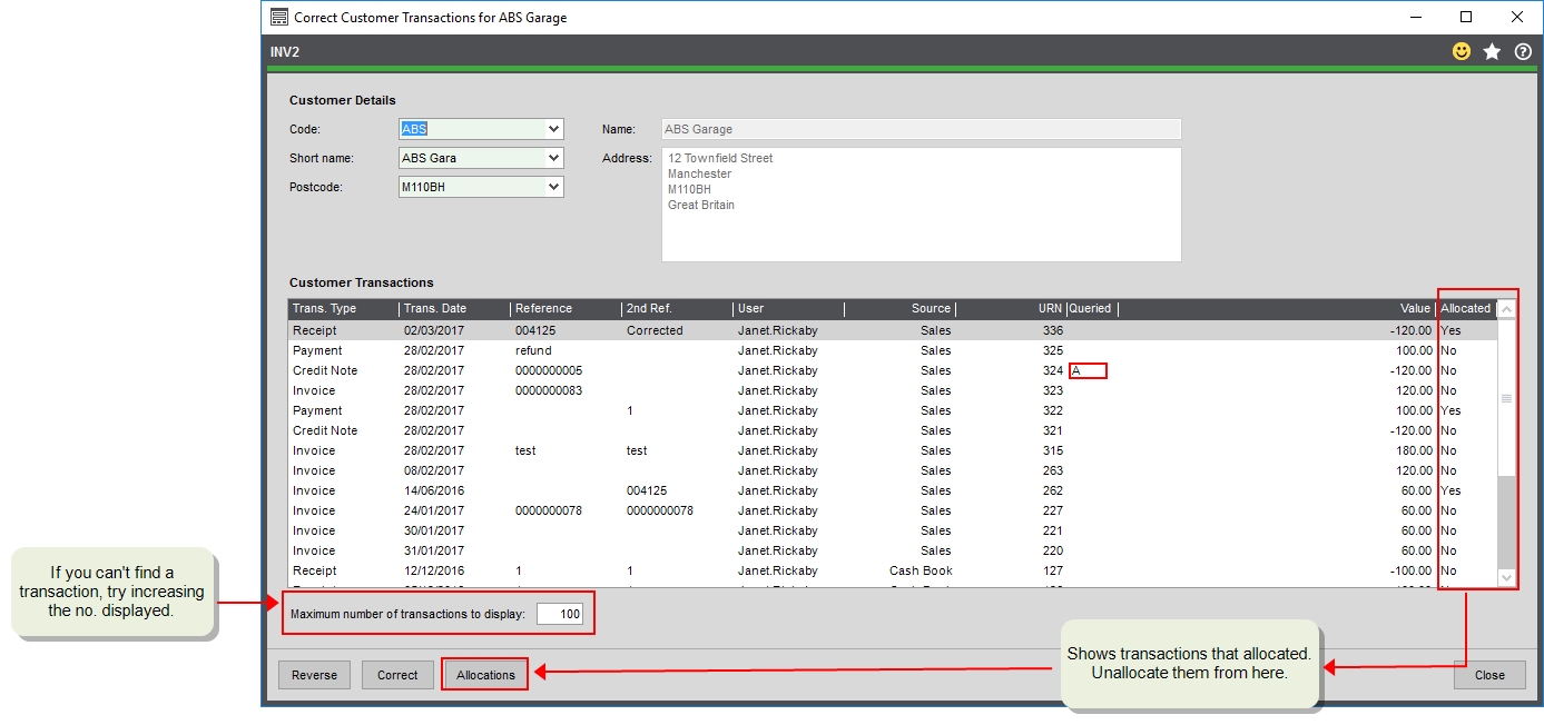 Correct posted supplier transactions