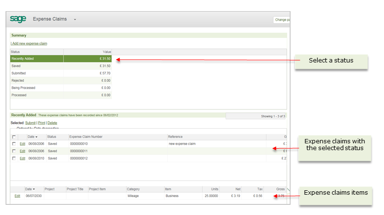 Enter expense claims using the Self Service web app