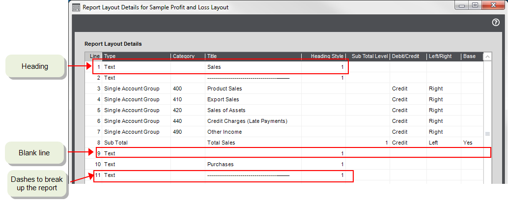 Amend the financial report layouts