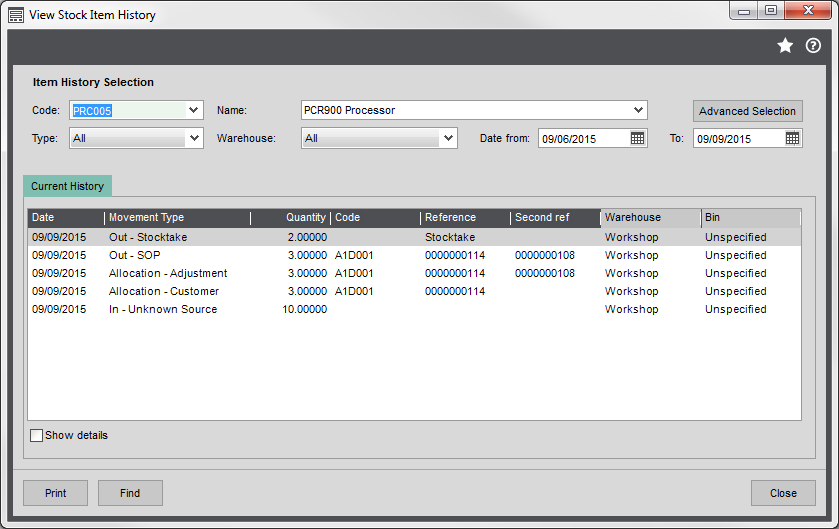 Perform a stock take