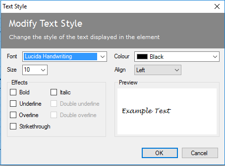 How to change fonts, text size or colour in reports