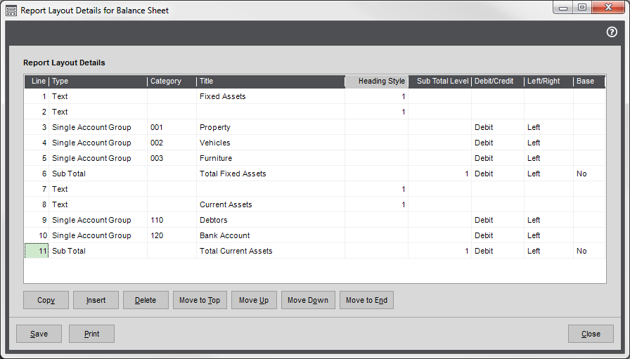 Design a Balance Sheet layout