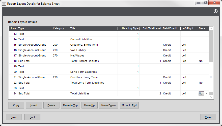 Design a Balance Sheet layout