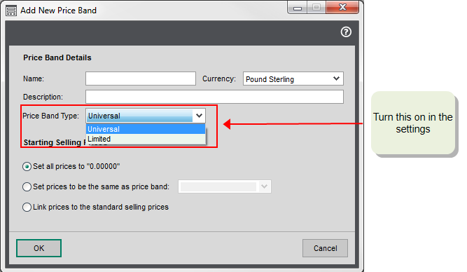 How to set up your price bands