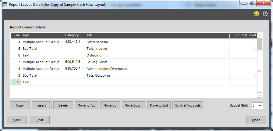 Design a Cash Flow layout