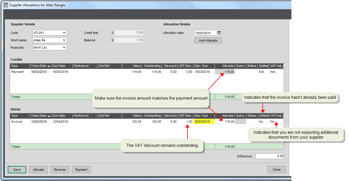 Settlement discounts on purchase transactions