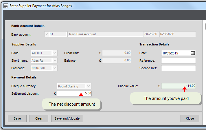 Settlement discounts on purchase transactions