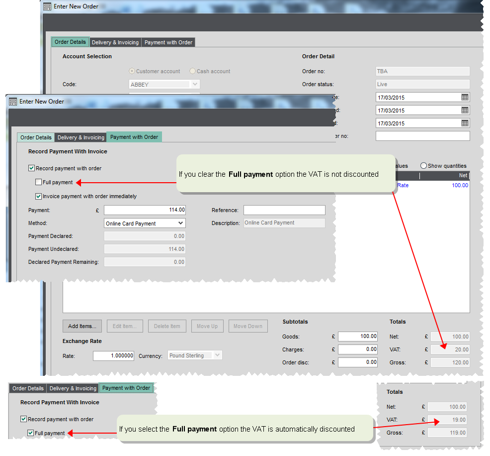 Settlement discounts on sales transactions